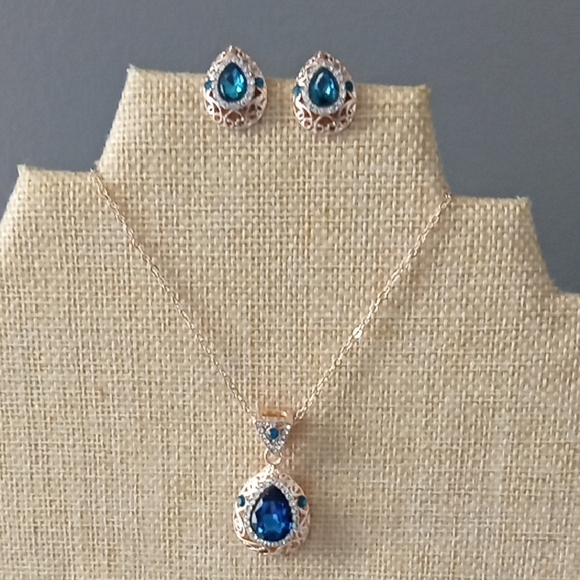 Jewelry | Elegant Blue And Gold Jewelry Set | Poshmark